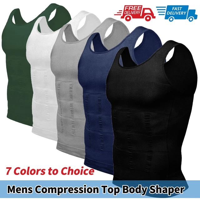 MENS SLIM SHAPER Body Vest Chest Belly Waist For Man Moobs Compression ...
