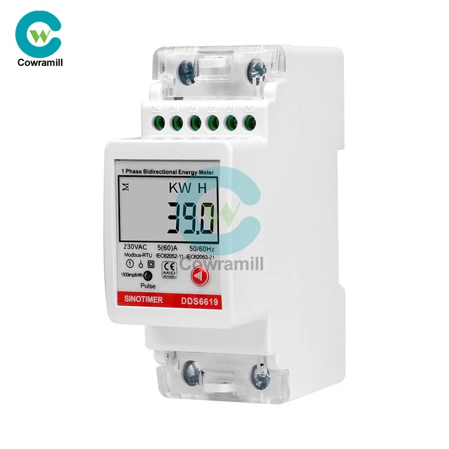 DIN-RAIL MULTIFUNCTION SINGLE-PHASE Energy Meter 2P with RS485 Modbus AC 230V £20.18 - PicClick UK