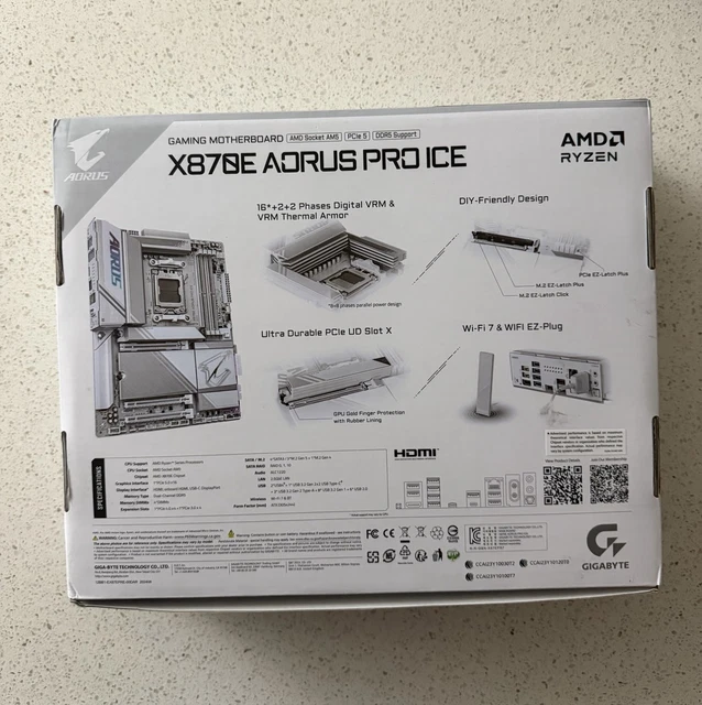 GIGABYTE X870E AORUS Pro Ice AM5 ATX DDR5 Motherboard $346.43 - PicClick CA
