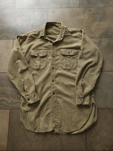 VINTAGE 1950S CANADIAN Army Wool Field Shirt Korean War Green OD ...