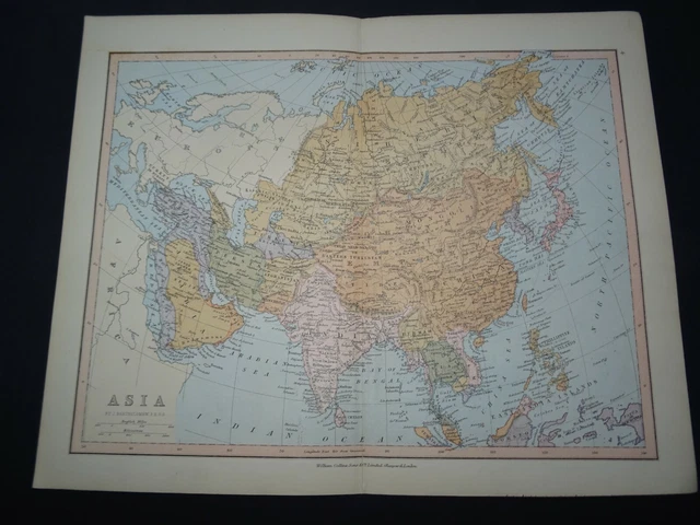 ANTICA MAPPA DELL'ASIA di William Collins 1875 EUR 11,99 - PicClick IT