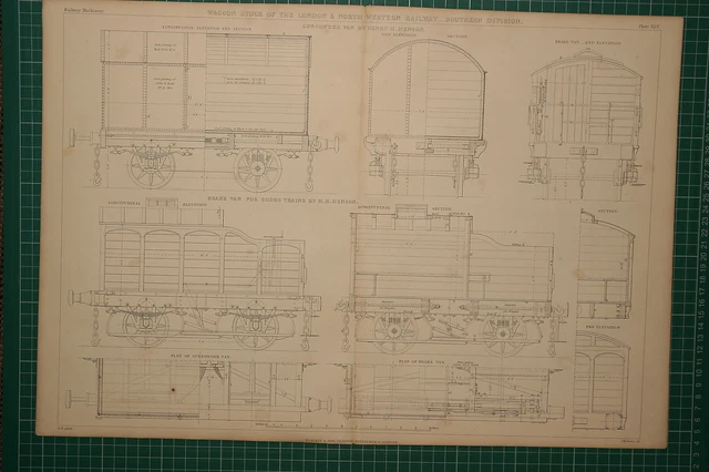 1855 GRANDE LOCOMOTIVA Stampa ~ Vagone Azione Gunpowder Van Henry ...