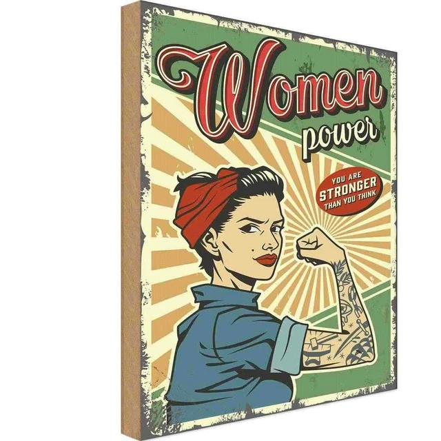 PANNEAU EN BOIS 30x20 cm Pinup women power Girl stronger Décoration ...