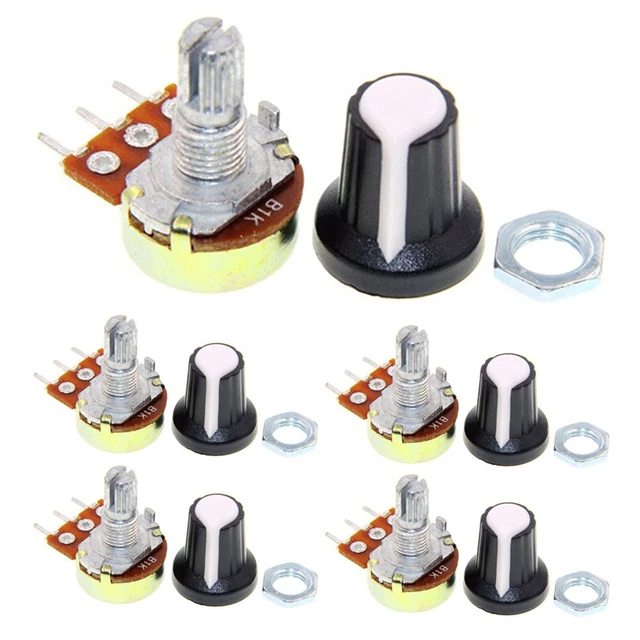5SET WH148 POTENTIOMETER Pots Kit with AG2 White Cap for Arduino (100K ...