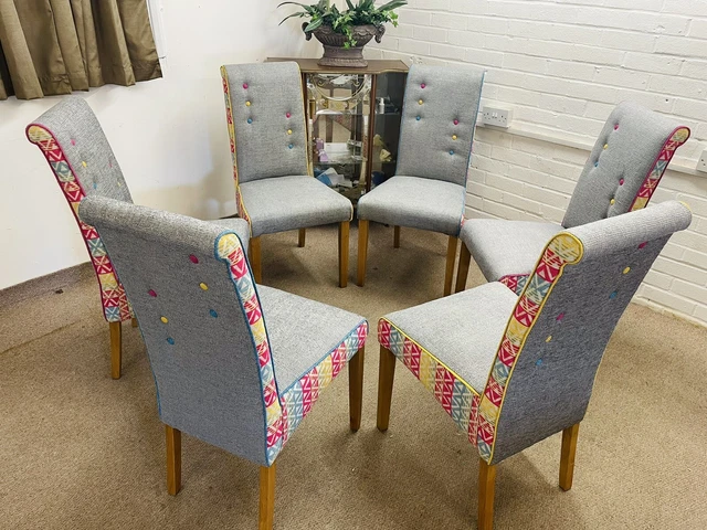 6 MULTIYORK Dining Chairs ReUpholstered In Multicoloured Modern Design ...