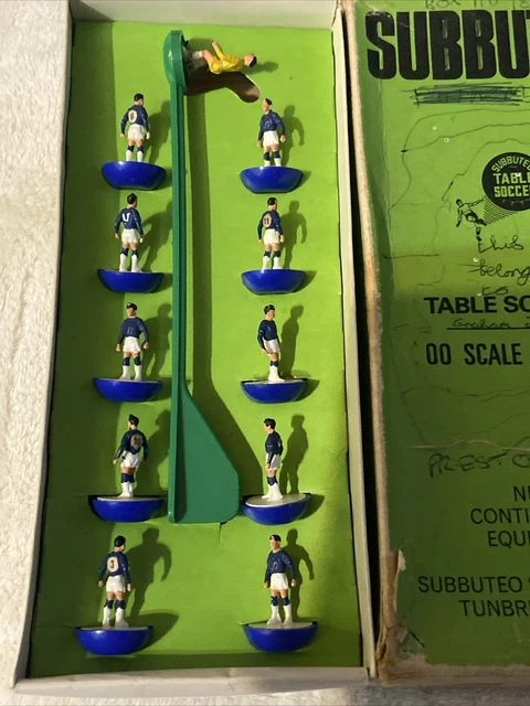 VINTAGE SUBBUTEO TABLE SOCCER 00 SCALE PLAYERS, Blue White - Yellow Goalie £11.99 - PicClick UK