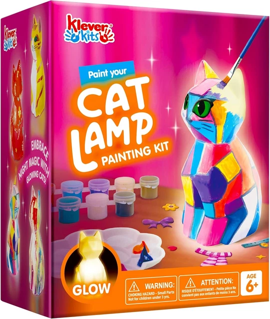 KLEVER KITS PAINT Your Own Cat Lamp Kit,Arts and Crafts for Kids Age 6 ...