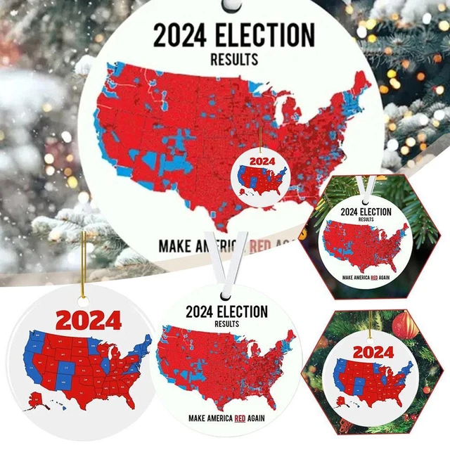 DONALD TRU*P 2024 Election Results Map-Ornament,USA 2024 Map Ornament ...