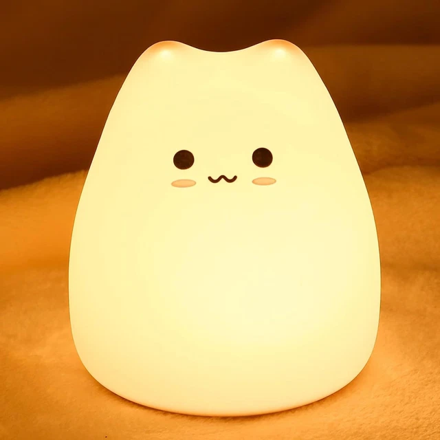 LED LYING FLAT Cat Night Light RGB Dimmable USB Kids Night Light Cute ...