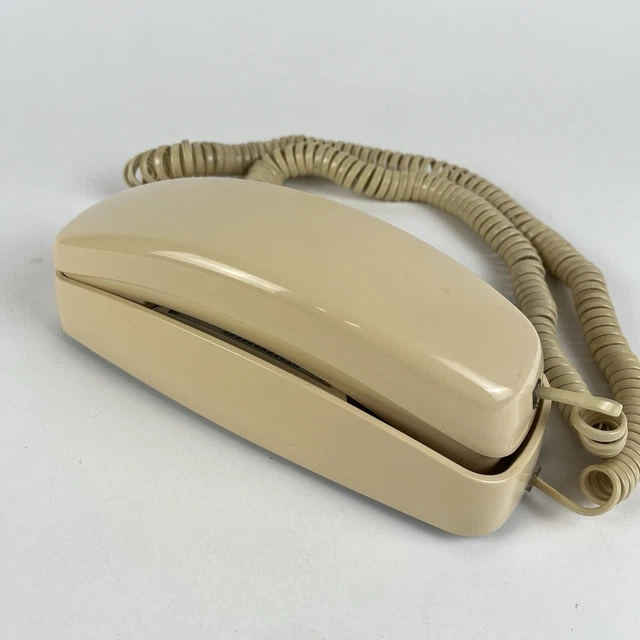 VINTAGE BEIGE TAN Princess Touch-Tone Phone AT&T 230 Trimline Telephone ...