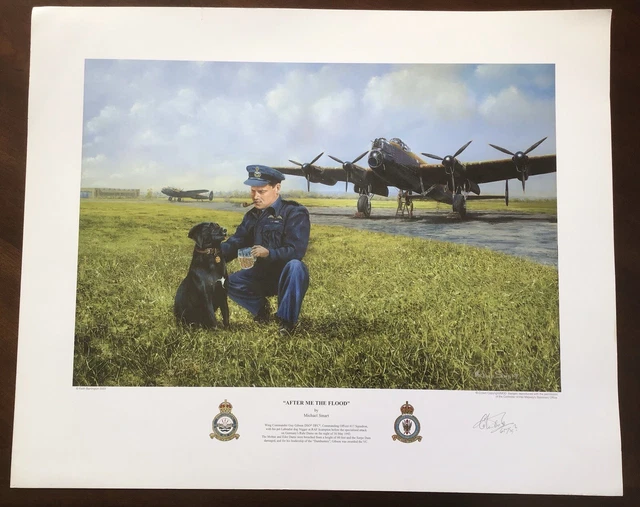 PRINT OF WW2 Lancaster Bomber Featuring Wing Commander Guy Gibson And ...