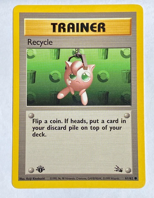 FIRST EDITION TRAINER RECYCLE Pokemon Card 1999 Fossil Set 61/62 NEAR ...