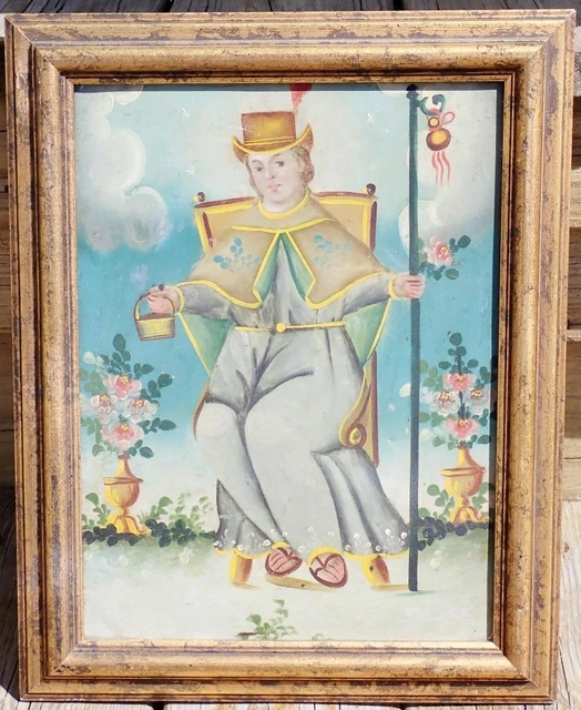ANTIQUE 19TH C Spanish Colonial MEXICAN FOLK ART Oil Tin RETABLO ...