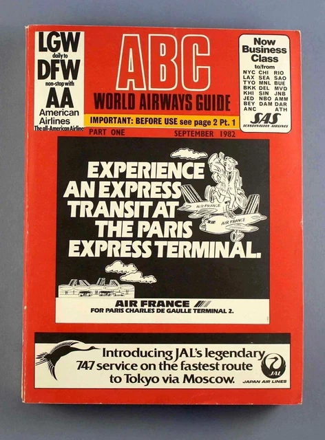 ABC WORLD AIRWAYS Guide September 1974 Airline Timetable Part Two Blue ...