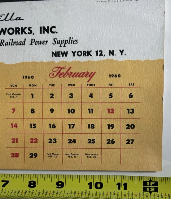 VINTAGE 1960 CALENDAR Scintilla Rail Power Works HO Model Railroad ...