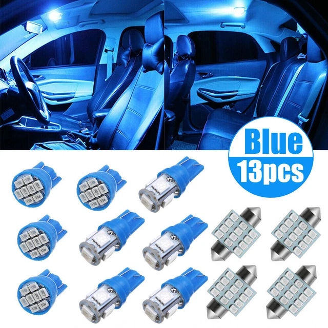 BLUE CAR INTERIOR LED Lights Package Kit for Dome Map License Plate ...