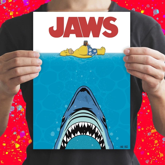 THE SIMPSONS X Jaws Mash up Movie Poster A4 Print - Retro Movie Film ...