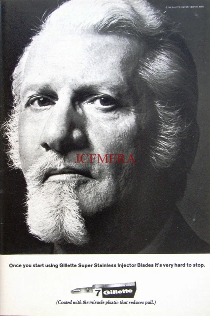 GILLETTE RAZOR BLADES 1969 Shaving Advert Print - Small Ad to Frame £3. ...