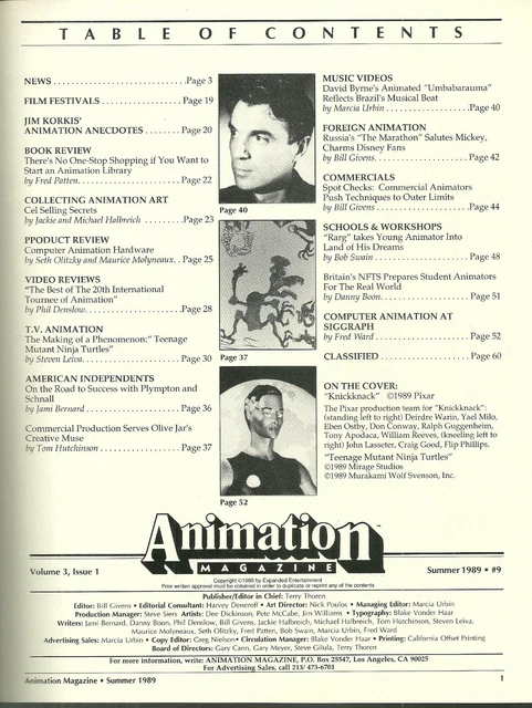 RARE - ANIMATION Magazine #9 - 1989 - Teenage Mutant Ninja Turtles ...