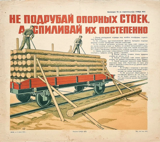 VINTAGE SOVIET SAFETY Poster From Siberia - Gulag Stalin Nkvd Kgb ...
