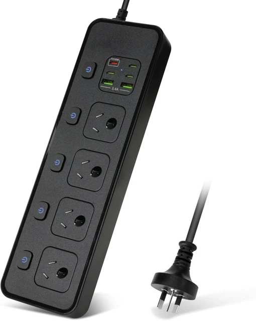 EXTENSION LEAD WITH 6 USB Slots, 4 Way Plug Extension Socket Surge ...