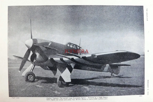 WW2 HAWKER TYPHOON Fighter Aircraft ADVERT #6 Original 1945 Photo Print ...