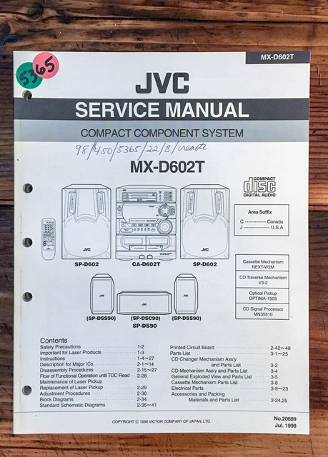 JVC MX-D602T MXD602T CA-D602T Service Manual *2731 4935 **ORIGINAL** £ ...