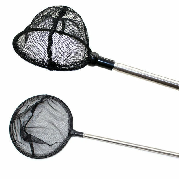 ROUND FISH NET For Aquarium Long Telescopic Handle Small Nylon Tank ...