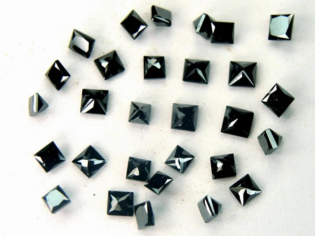 DIAMANTE NATURAL SUELTO Princesa negra Corte brillante Todo MM Tamaño 5 ...
