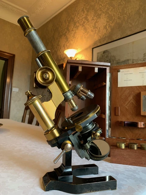 ANTIQUE ERNST LEITZ Wetzlar Brass Monocular Microscope - circa 1897 ...