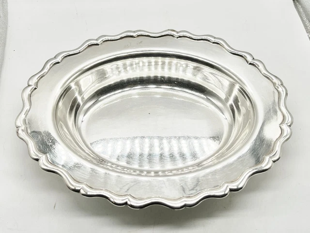 VINTAGE SERVING BOWL Dish Epns Silverplate Fitting Copelands White ...