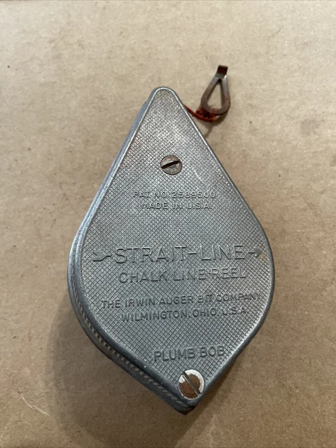 VTG STRAIT-LINE CHALK Line Reel Plumb Bob Irwin Auger Bit Co Wilmington ...