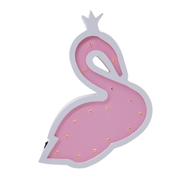 SWAN LED LIGHT Wooden Nursery Lamp Battery Operated Table Lamps Night ...