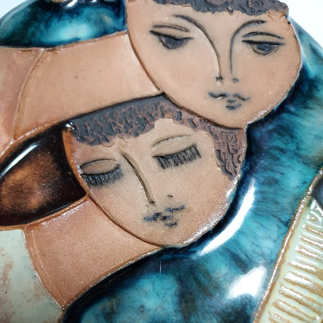 RUTH FAKTOR J. Ruth Ruth Faktorowicz Ceramic Round Tile Two Figures on ...