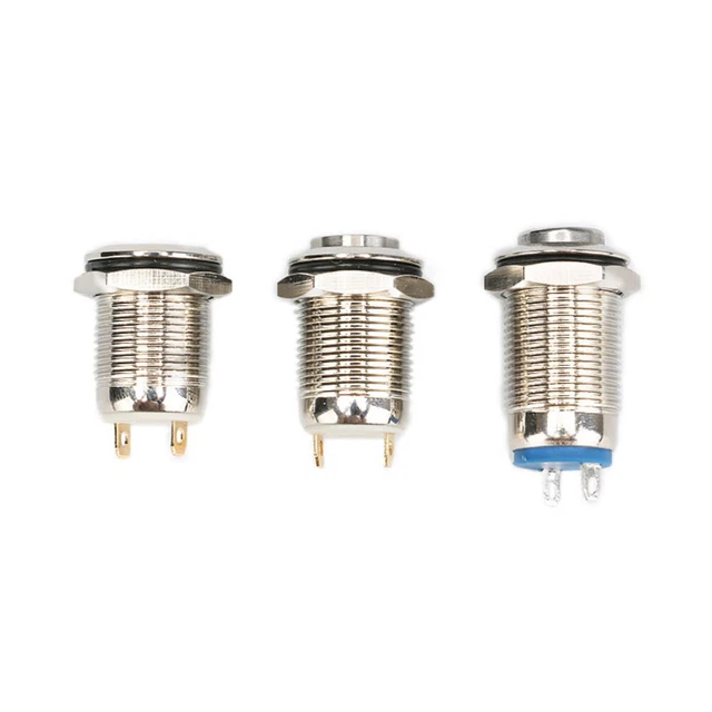 12MM METAL BUTTON Switch Momentary Push 2A 250V Round Waterproof 2 Pin ...