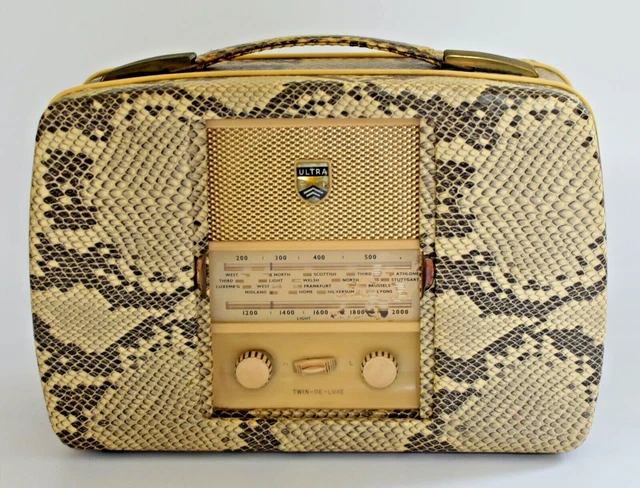 RARE VINTAGE ULTRA TWIN DE LUXE R906 SNAKESKIN EFFECT VALVE RADIO c1955 ...
