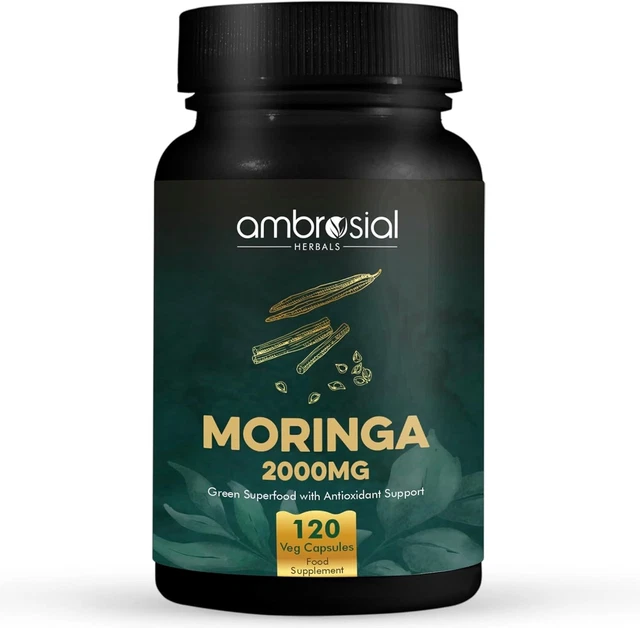 AMBROSIAL MORINGA CAPSULES 2000mg Leaf Extract Plant-Based Herbal ...