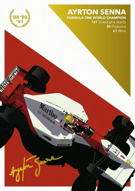 FORMULA 1 CAMPIONE Del Mondo Ayrton Senna Mclaren Poster Locandina ...