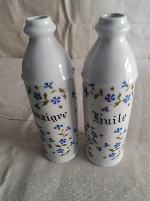 ANCIENNE PAIRE DE huilier vinaigrier porcelaine "decor bayeux" EUR 15 ...