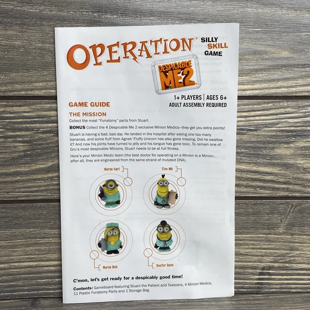 HASBRO DESPICABLE ME 2 Operation 2012 Instructions Rules Replacement ...