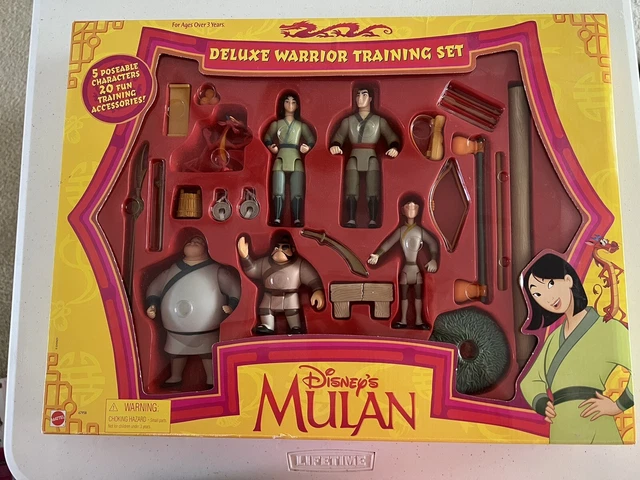 MATTEL DISNEY MULAN Deluxe Warrior Training Set NEW SEALED 5 Poseable ...