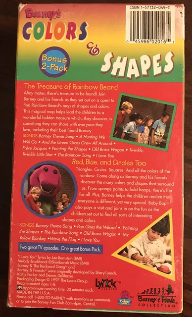 BARNEY - BARNEYS Colors Shapes (VHS, 1997, 2-Tape Set) £9.78 - PicClick UK