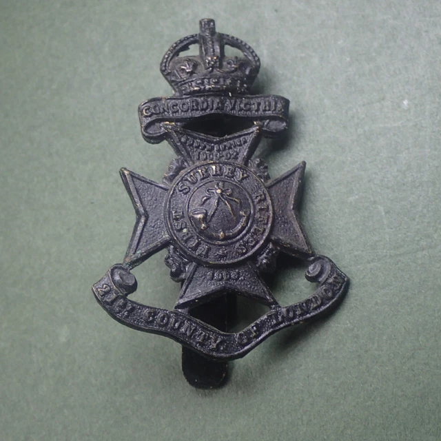 CAP BADGE. 21ST County of London Battalion ( First Surrey Rifles ) EUR ...