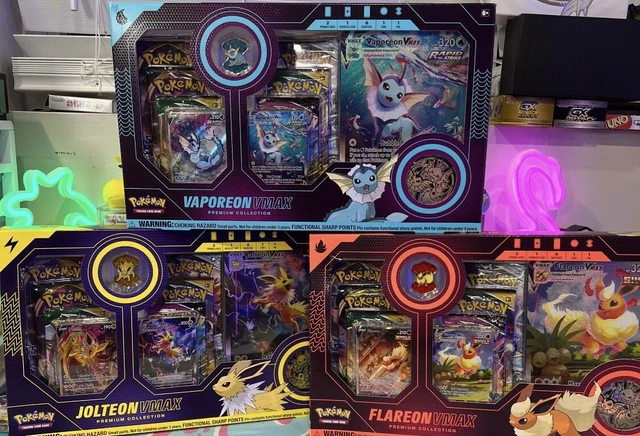 POKEMON TCG EEVEE Vmax Premium Collection Box Vaporeon Jolteon Flareon ...