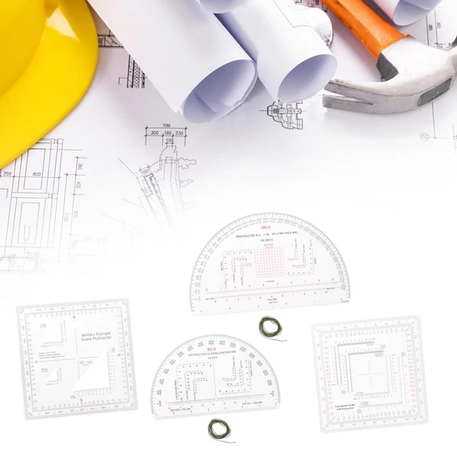 LAND NAVIGATION PROTRACTOR Protractor Scale Professional Coordinate ...