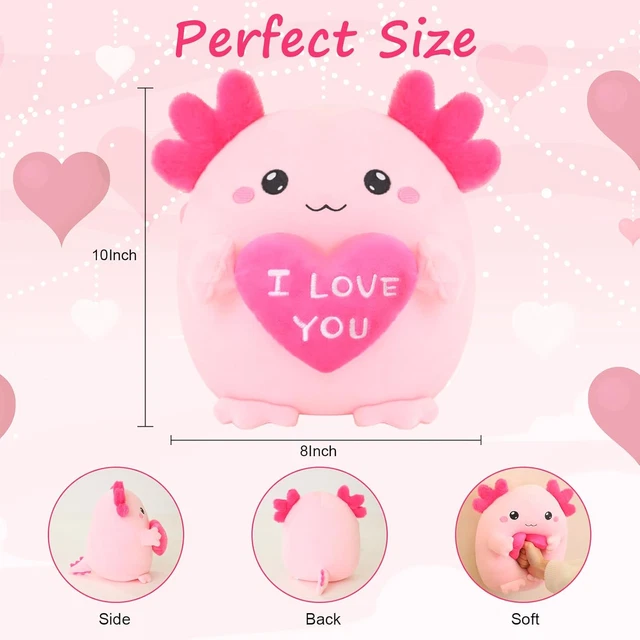 AXOLOTL STUFFED Holding Love Heart Axolotl Soft Plush Toy Sweet ...