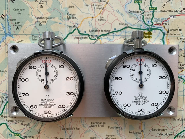 OMEGA STOPWATCH PANEL Heuer Chronometers Dashboard Rally Timer 2 £350. ...