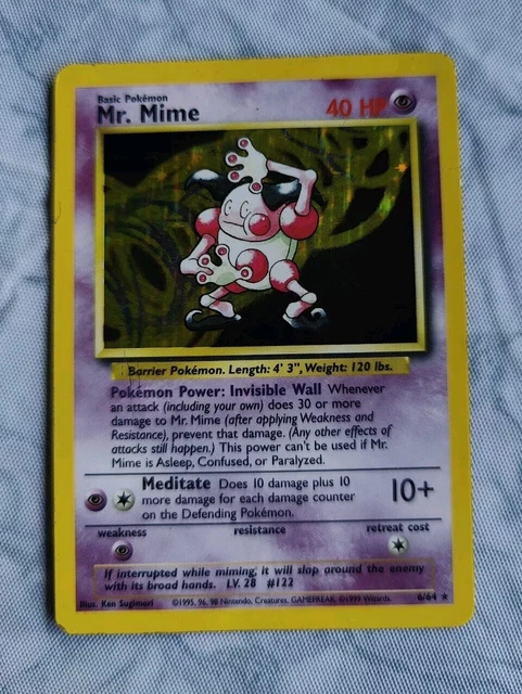 MR MIME 6/64 No Symbol Error Jungle Set Holo Rare Pokemon Card WOTC TCG ...