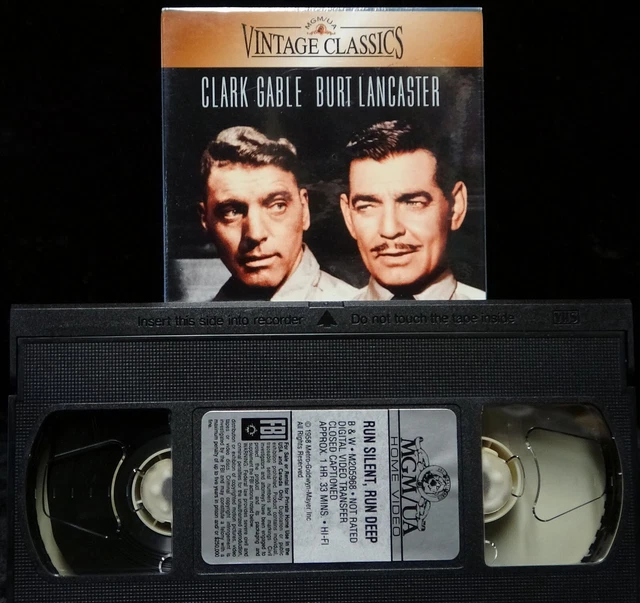 RUN SILENT, RUN Deep 📼 (VHS, 1958, Vintage Classics) Clark Gable War ...