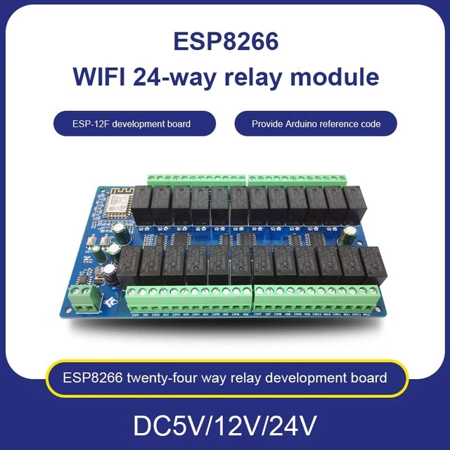 DC SUPPLY ESP8266 WIFI 24 Channel 12V Relay Module ESP-12F Development ...